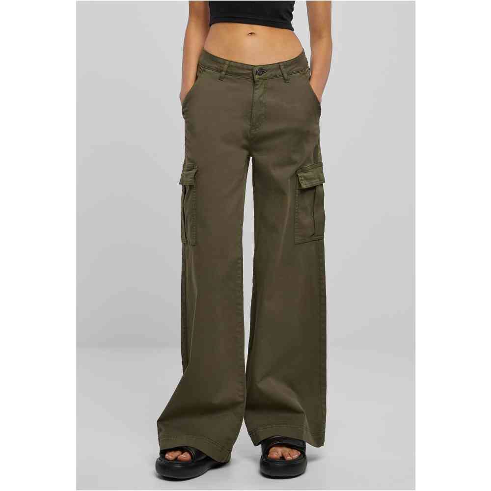Urban Classics Urban Classics High Waist Wide Leg Twill Cargobroek